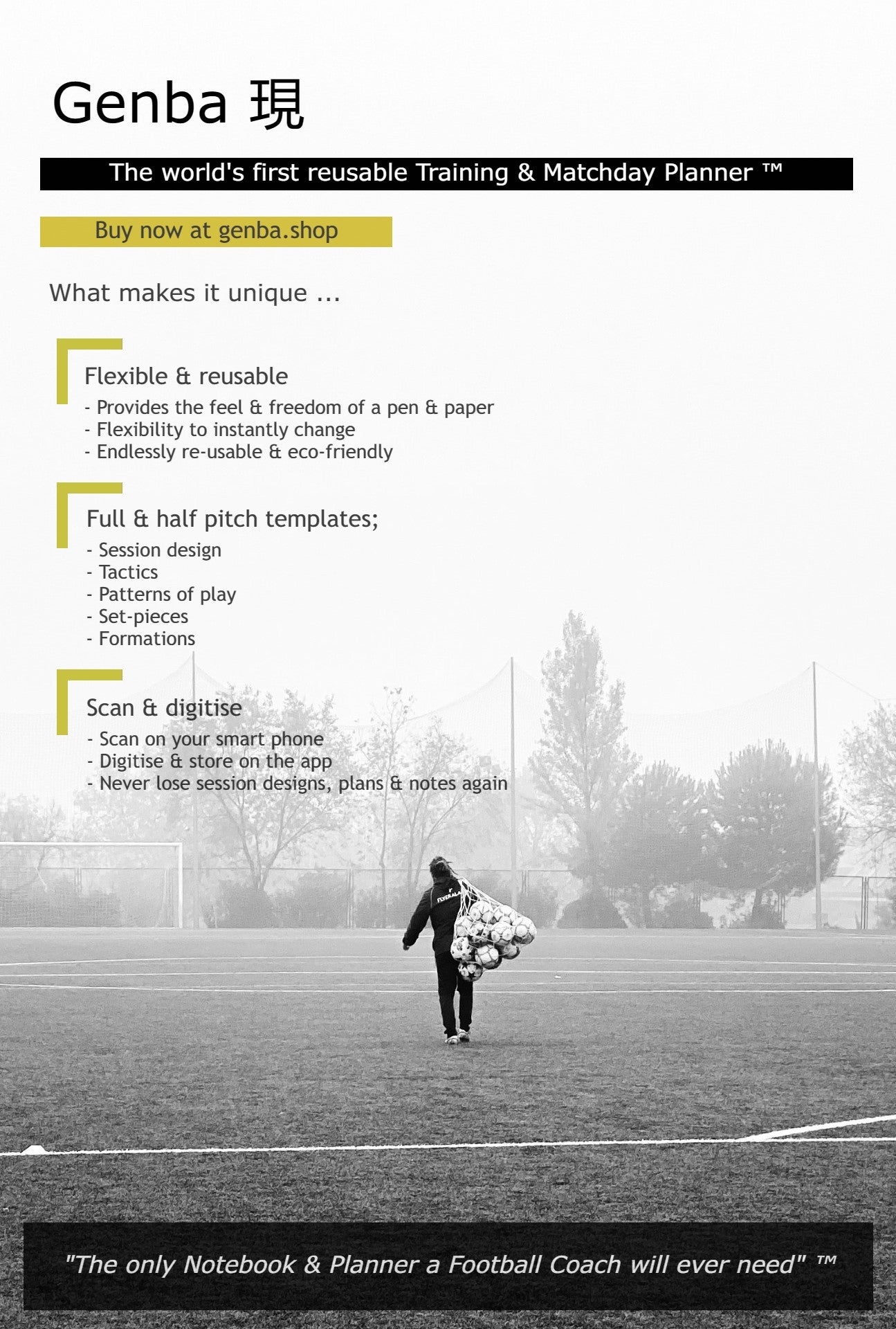 Genba 現 The world's first reusable Training & Matchday Planner